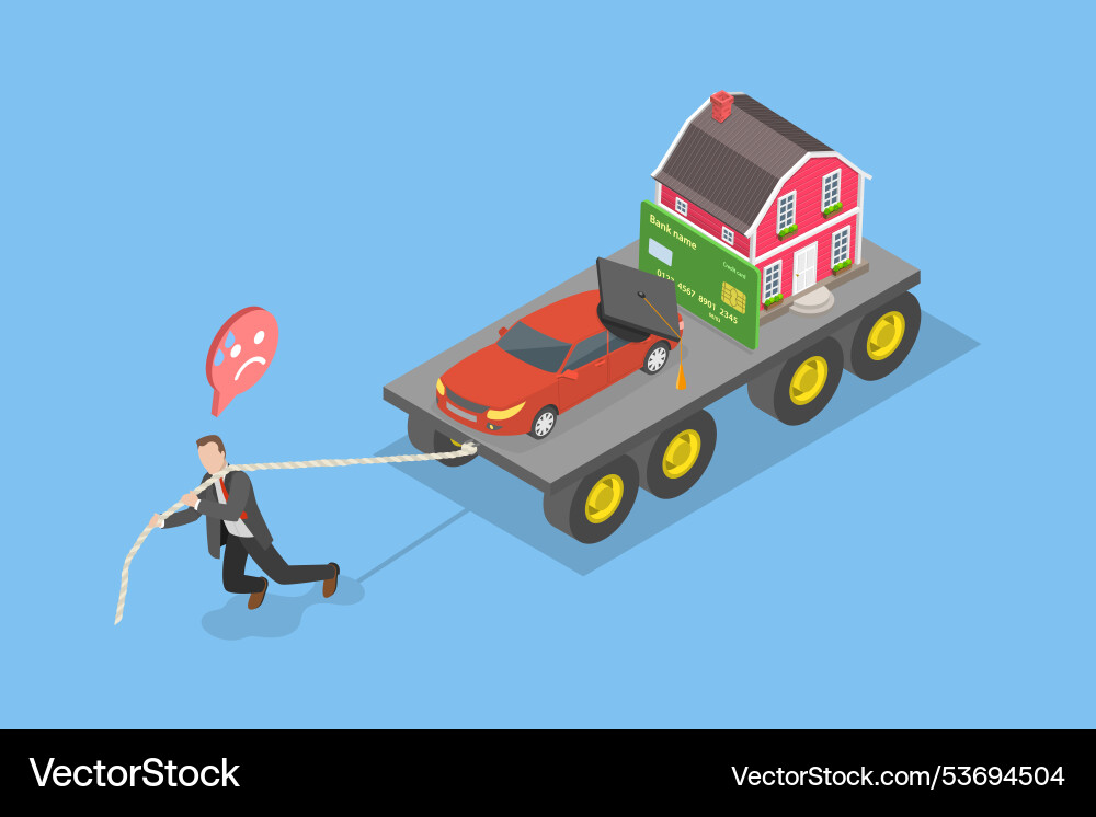 3d isometric flat of cost Royalty Free Vector Image