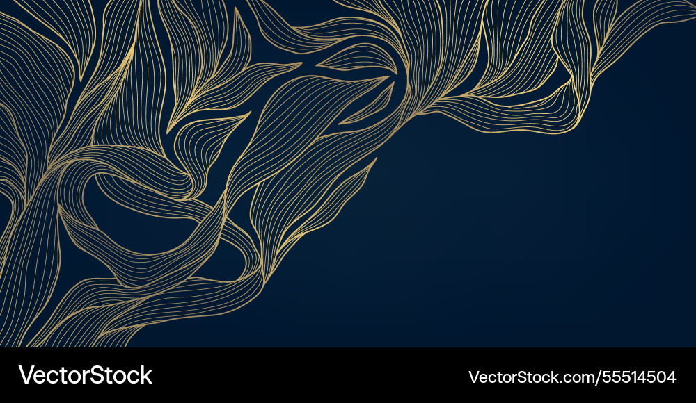 Art deco Blätter Muster Linie Blumen Luxus Vektorbild