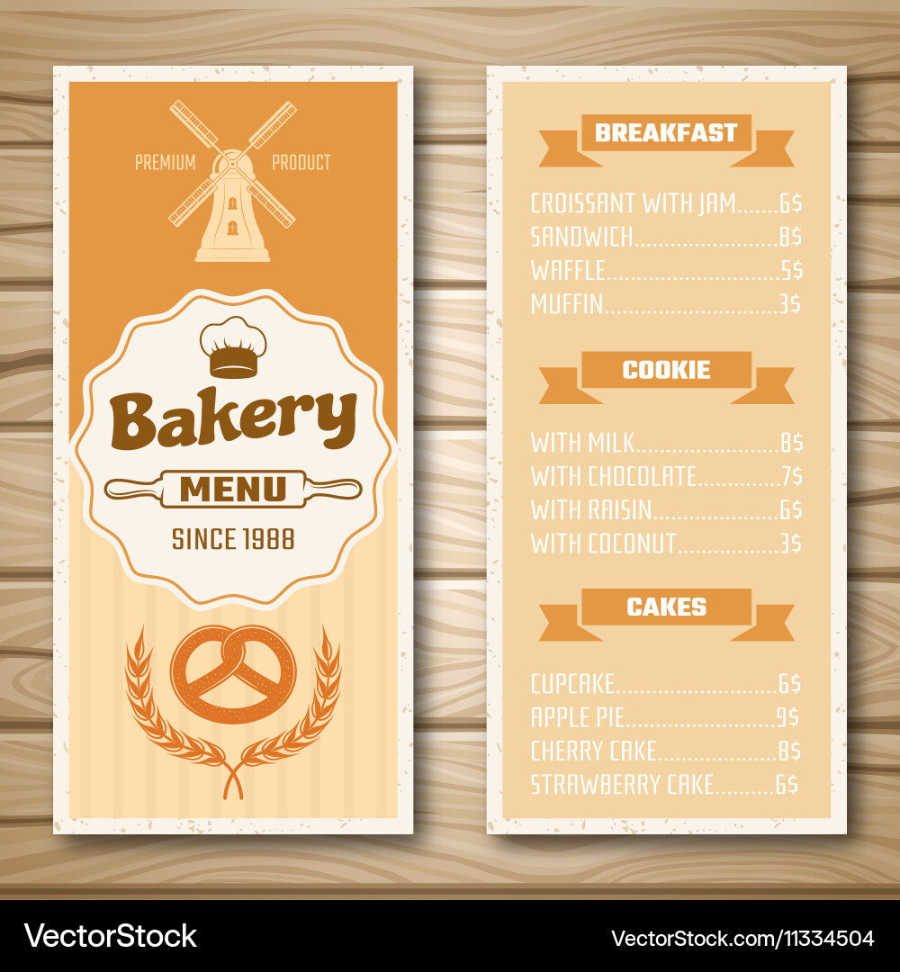 Bakery Shop Menu Design Royalty Free Vector Image