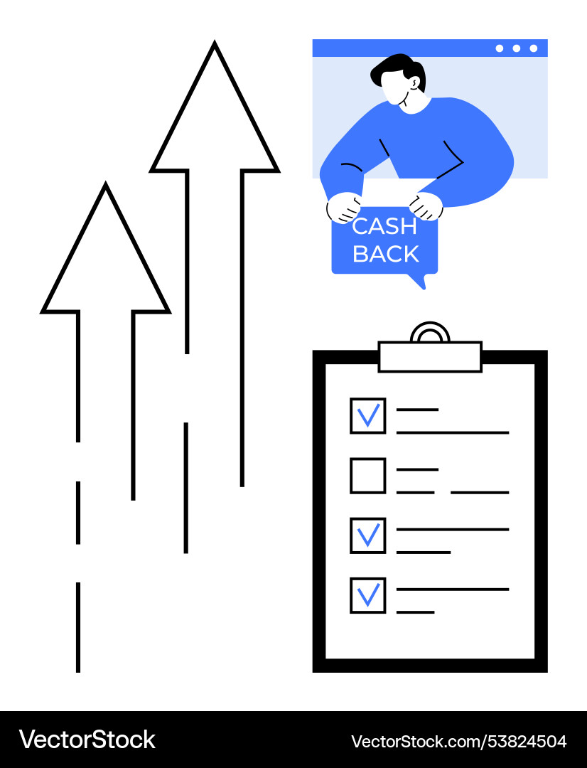 Cashback offer highlighted with arrows Royalty Free Vector