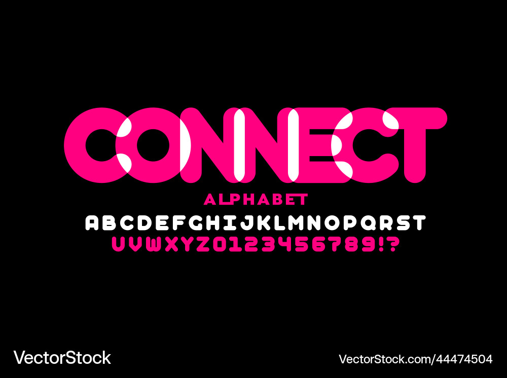 Connected letters style font design Royalty Free Vector