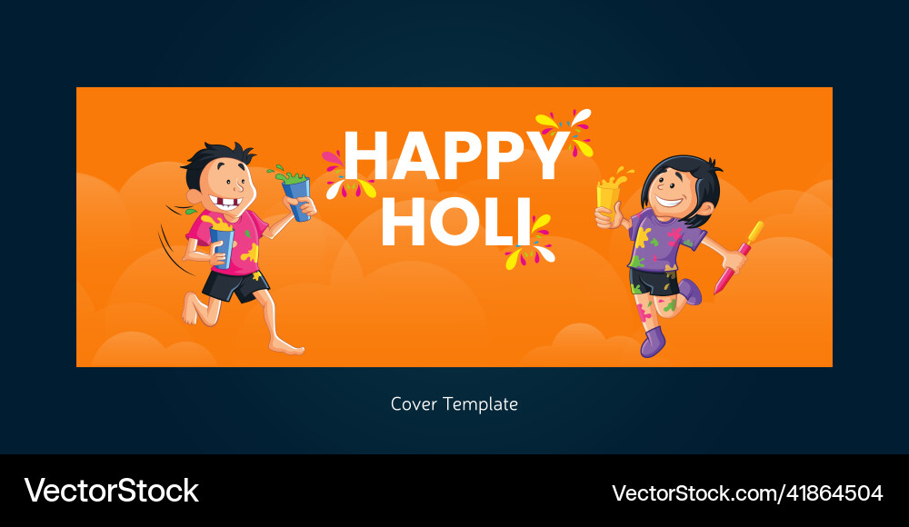 Happy holi cover page design Royalty Free Vector Image