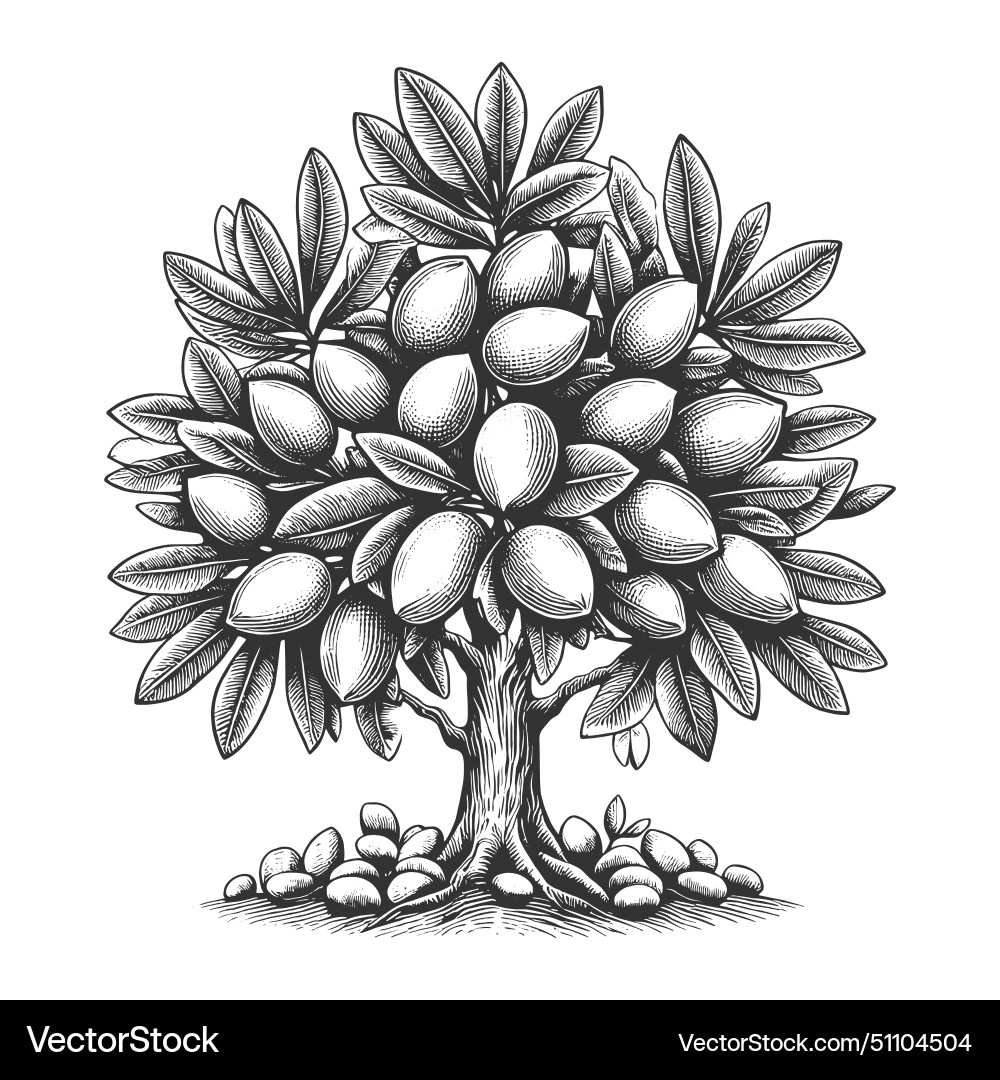 Lemon tree fruit engraving Royalty Free Vector Image