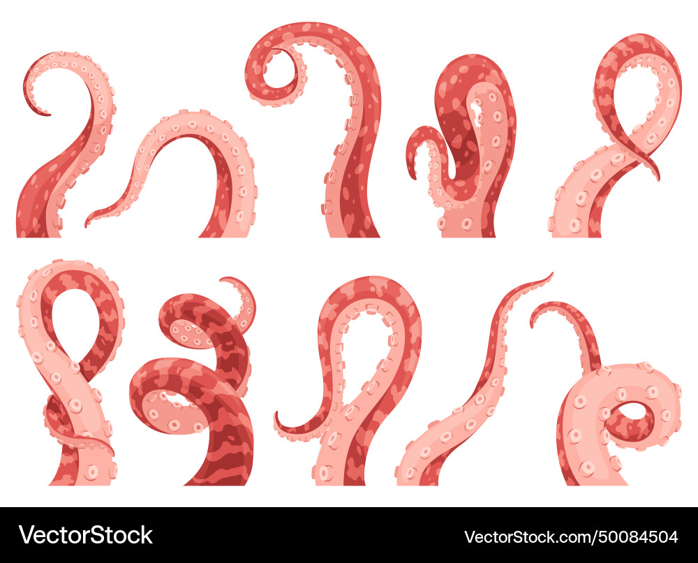 Octopus tentacles or sea squid icon set spooky Vector Image