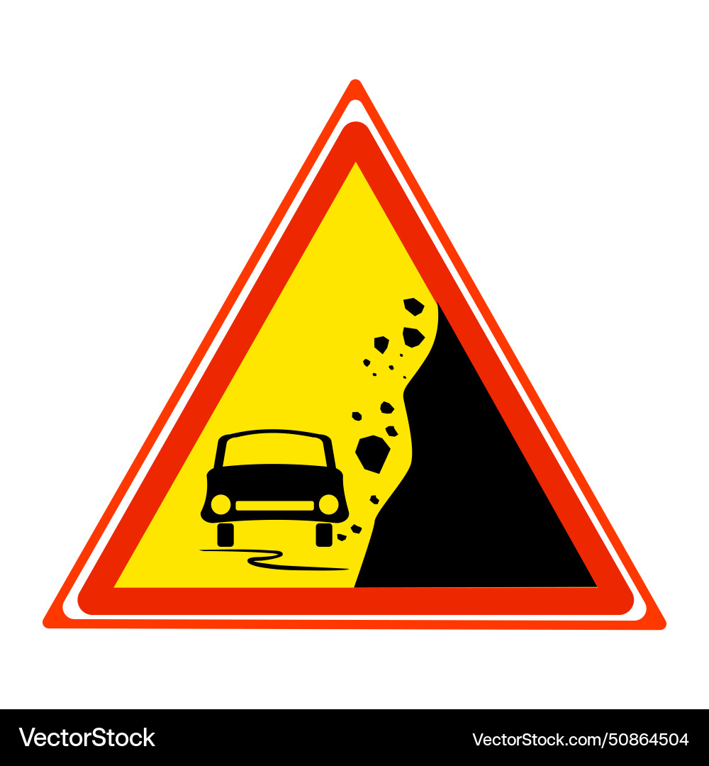 Warning falling rocks sign on white background Vector Image