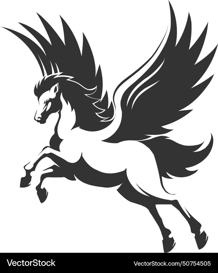 Hand drawn winged horse Royalty Free Vector Image