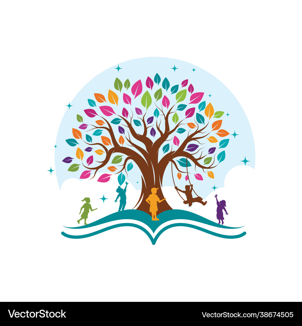 Kids tree logo icon design Royalty Free Vector Image