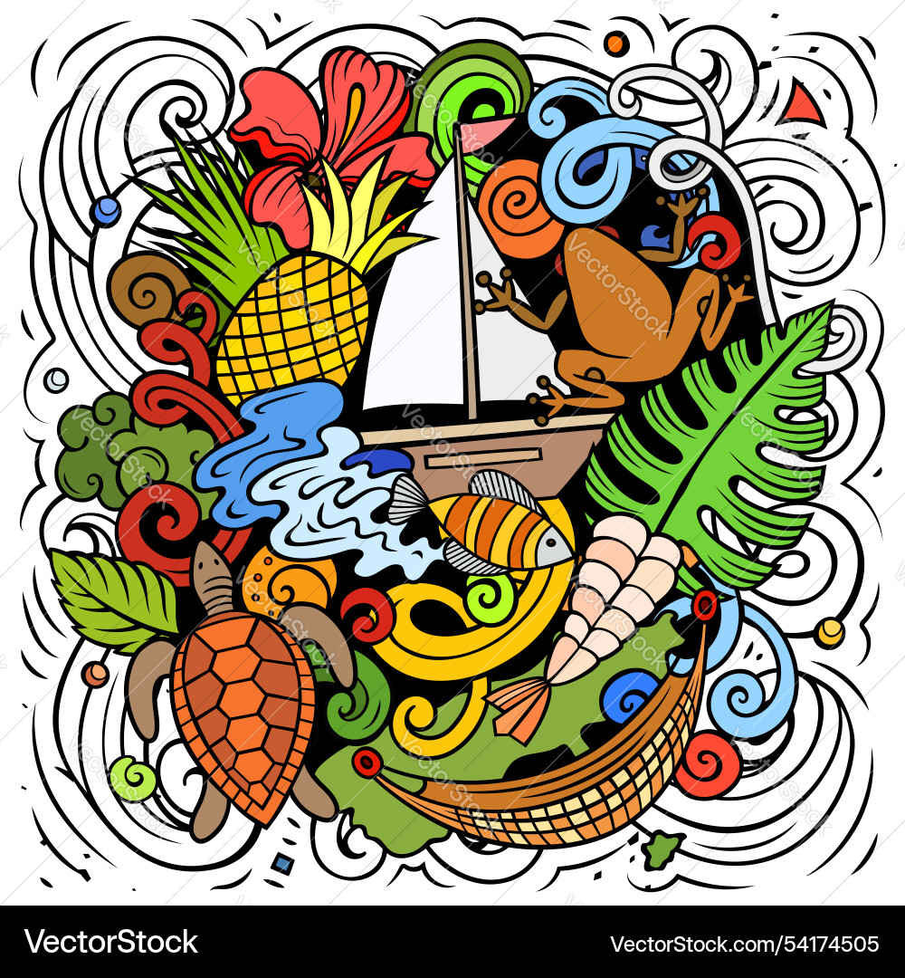 Puerto Rico Cartoon doodle Lizenzfreies Vektorbild