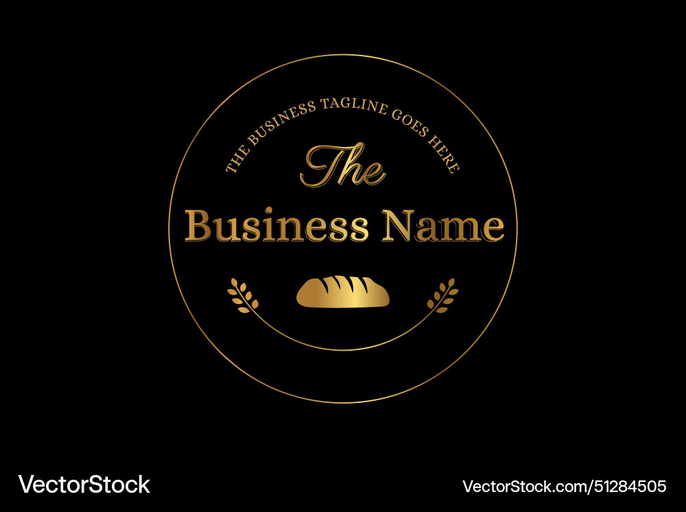 Round gold bakery logo badge Royalty Free Vector Image