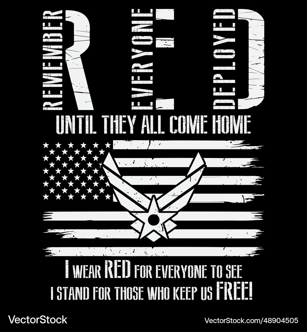 US Air Force Red Friday Shirt - Support Deployed Vector Image