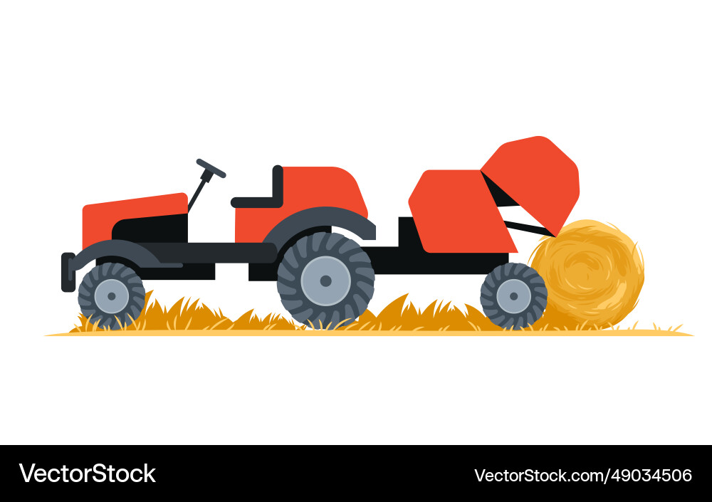 Agriculture tractor hay baler agri machine Vector Image