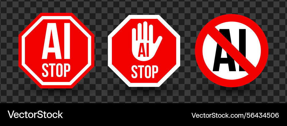 Ai Stop Zeichen setzen rote Warnsymbole mit Vektorbild