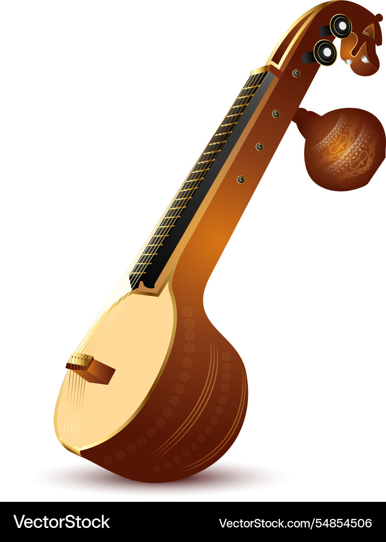Ancient indian music instrument veena Royalty Free Vector