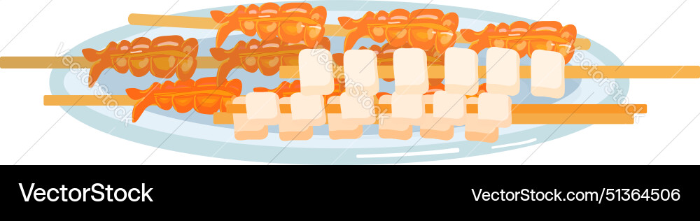 Assorted grilled kebabs on plate Royalty Free Vector Image