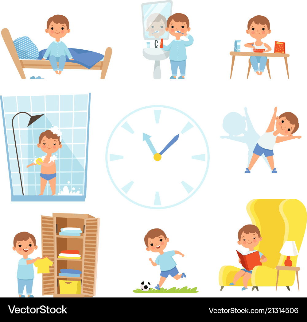 Children's Daily Routine Royalty Free Vector Image