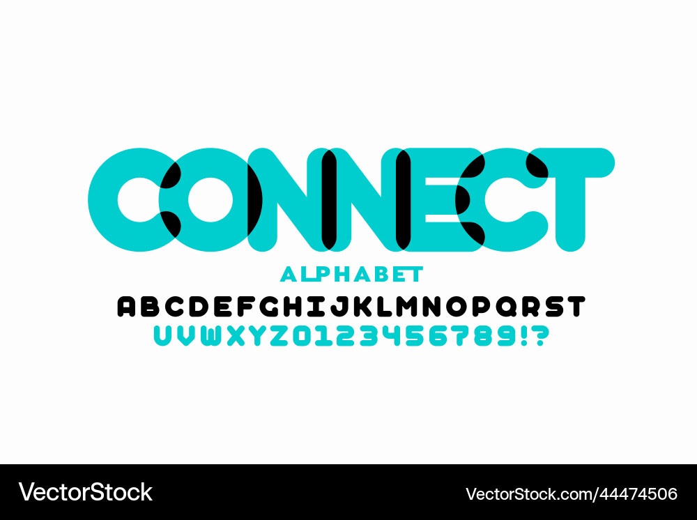 Connected letters style font design Royalty Free Vector