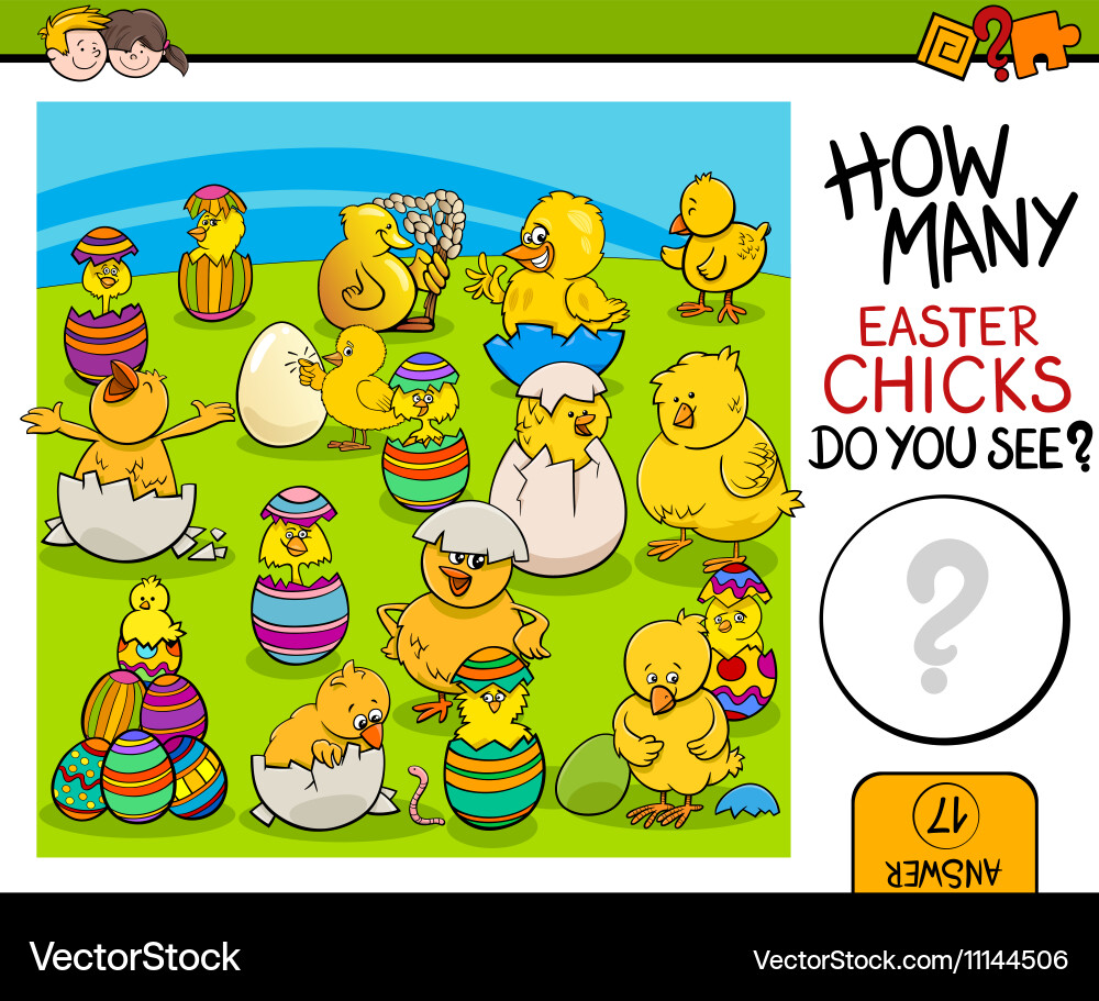 Counting task with easter chicks Royalty Free Vector Image