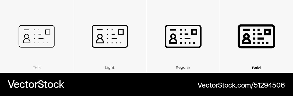 Driving license icon thin light regular and bold Vector Image