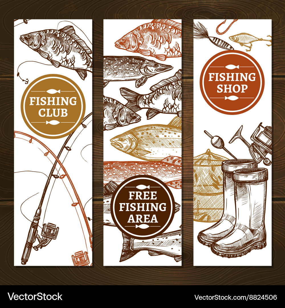 Fishing vertical banners set Royalty Free Vector Image