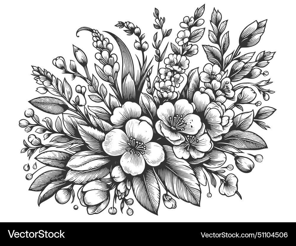 Floral engraving Royalty Free Vector Image - VectorStock