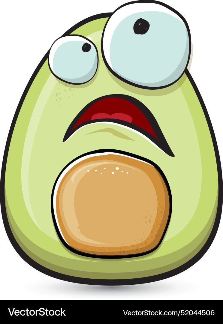 Funny cartoon cute tiny avocado character isolated
