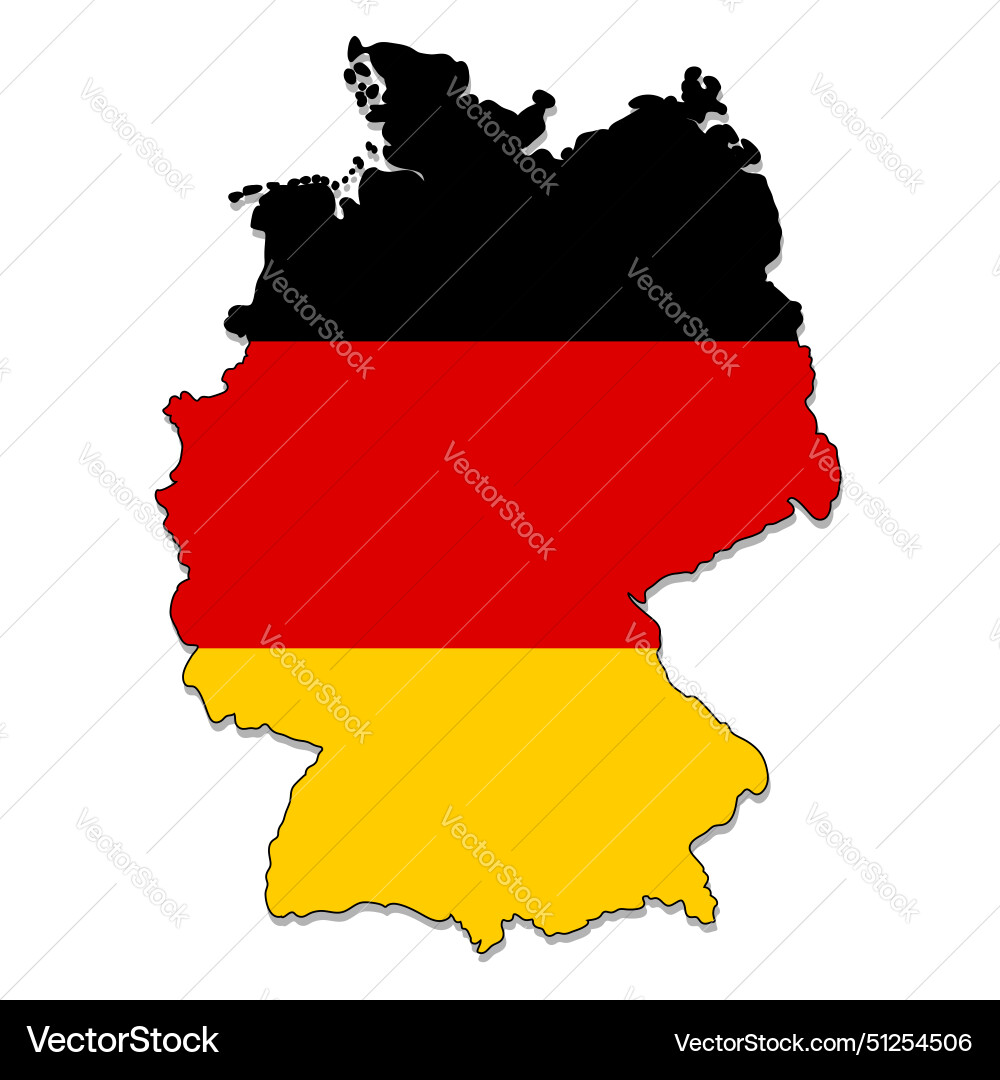 Germany map with colors of germany flag Royalty Free Vector