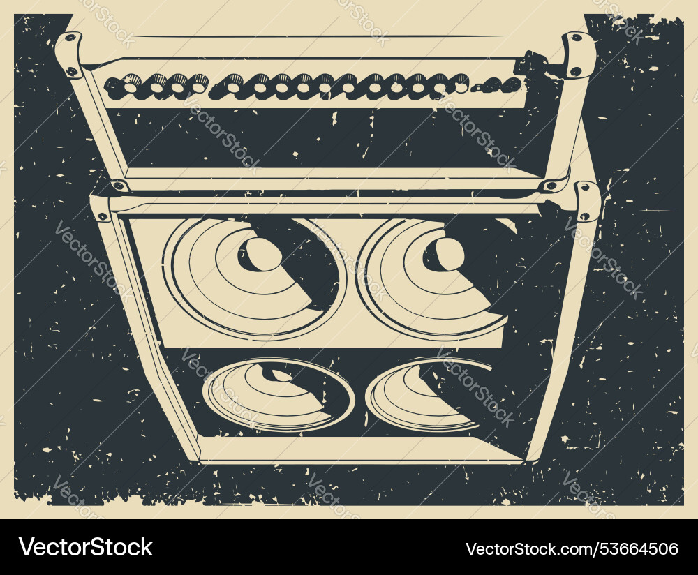 Guitar amplifier retro poster Royalty Free Vector Image