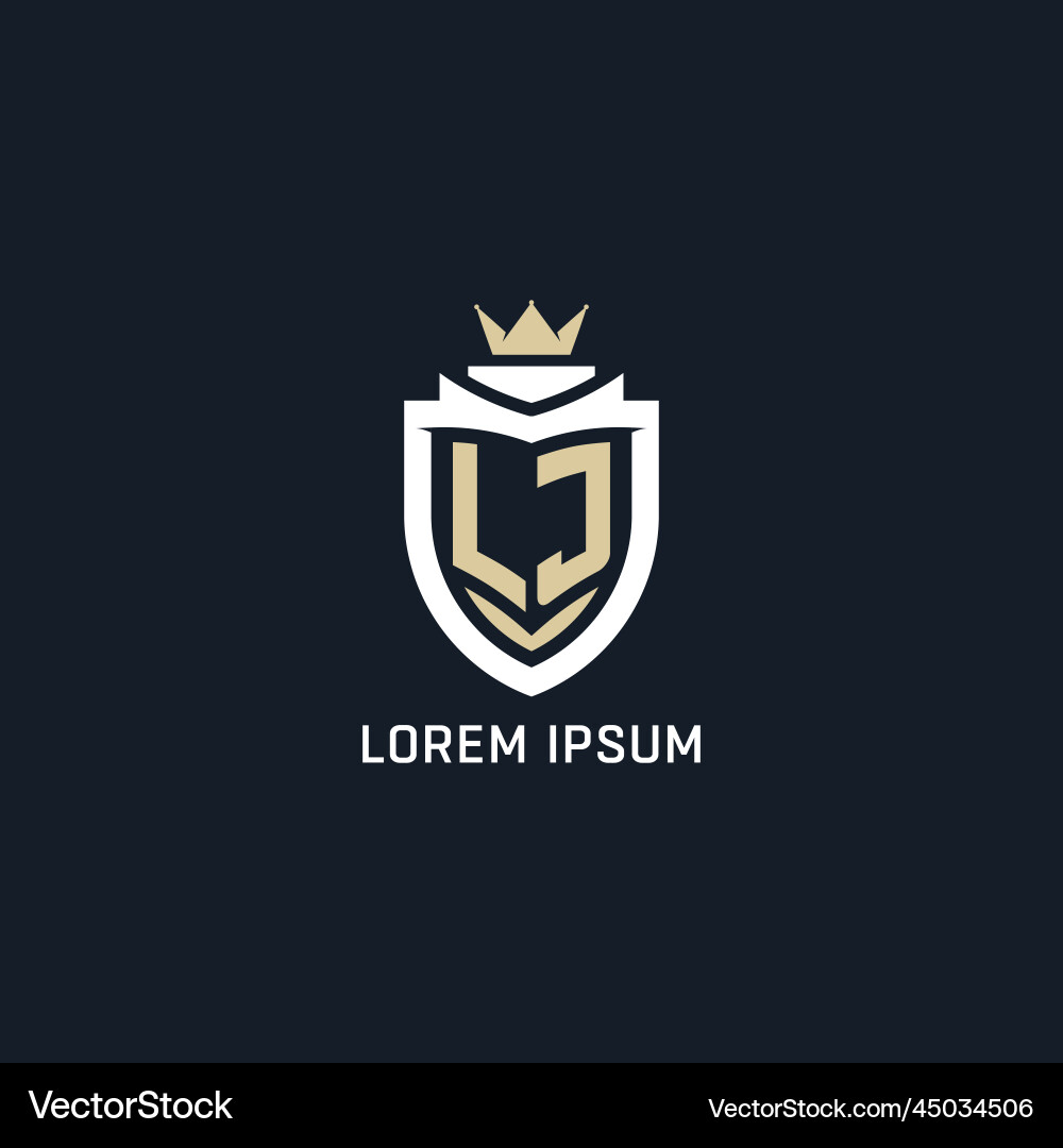 Initial letter lj shield and crown logo style Vector Image