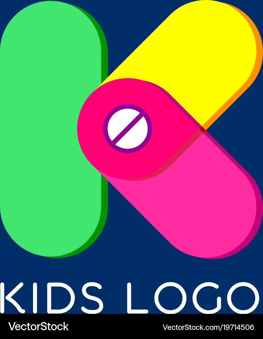 K monogram kids emblem logo Royalty Free Vector Image