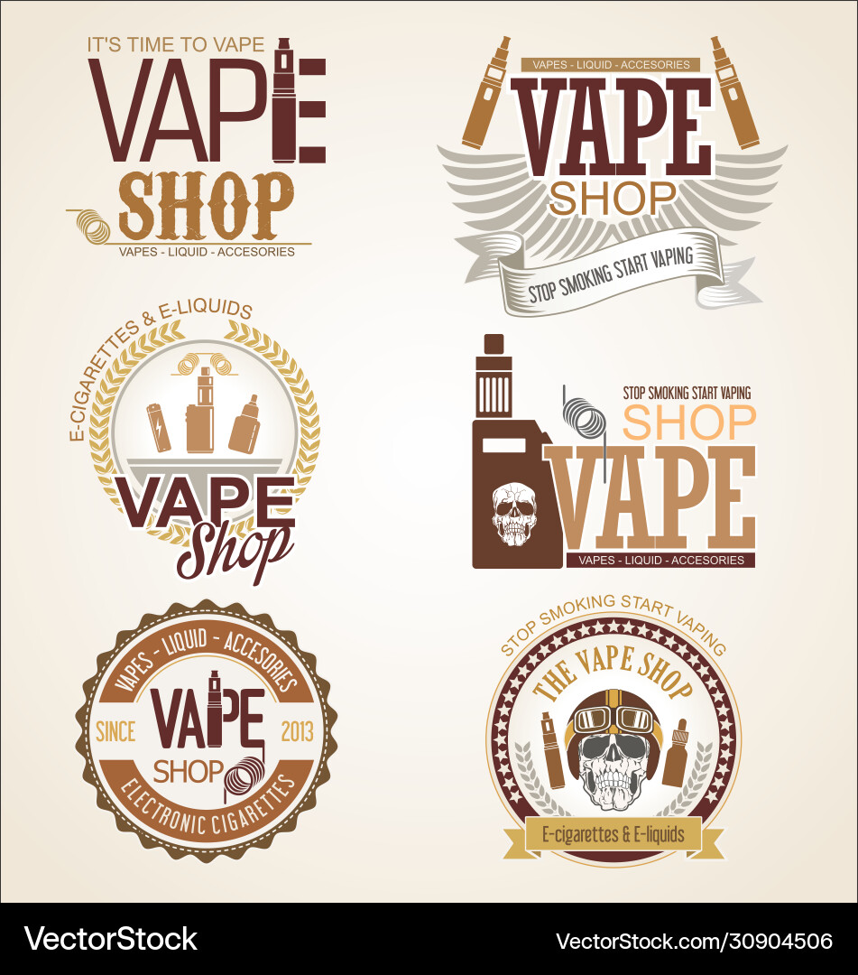 Retro Vape Shop Labels Royalty Free Vector Image