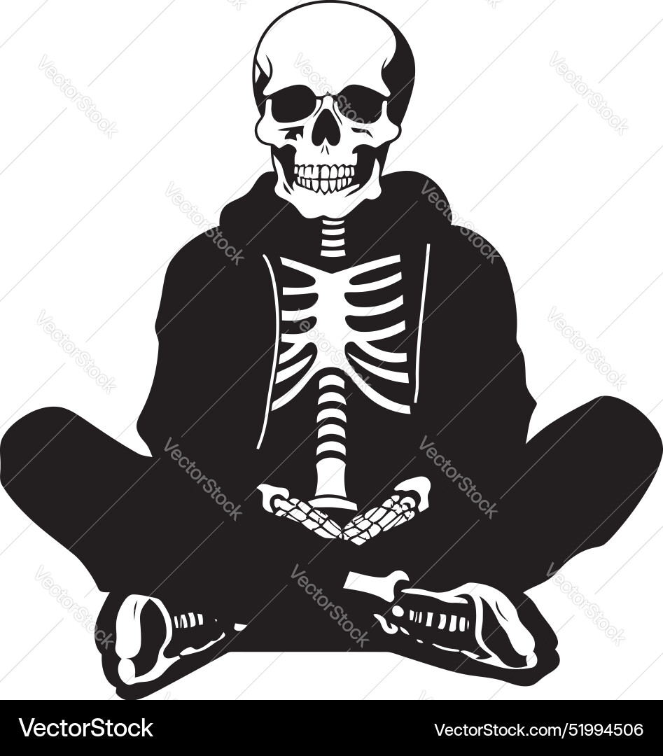 Serene skeleton chilling icon bone chillax black Vector Image