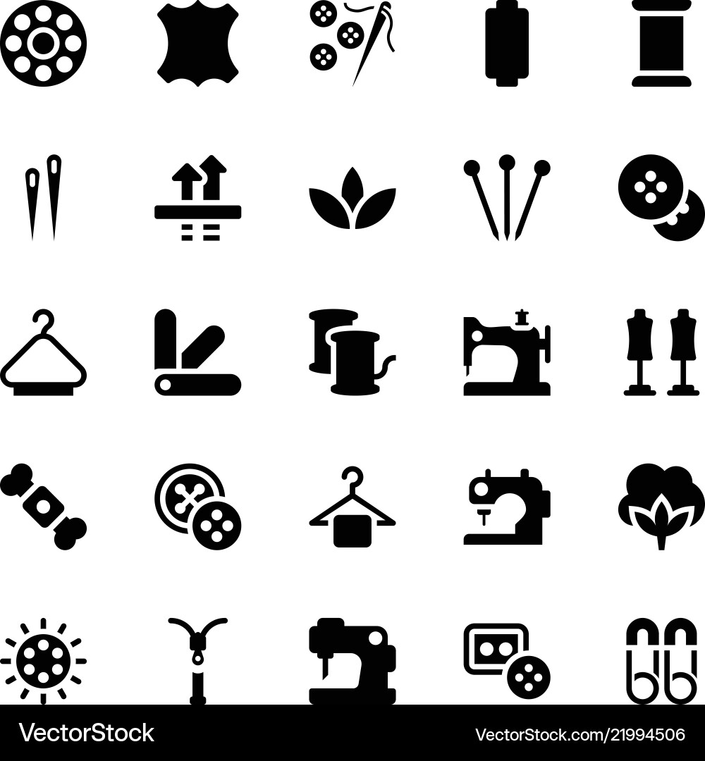Sewing Icons - Stitching & Embroidery Vector Image