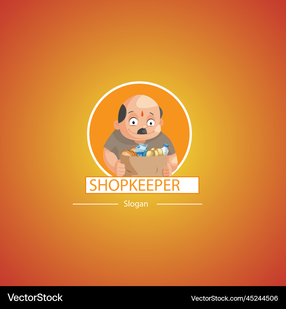 Shopkeeper mascot logo Royalty Free Vector Image