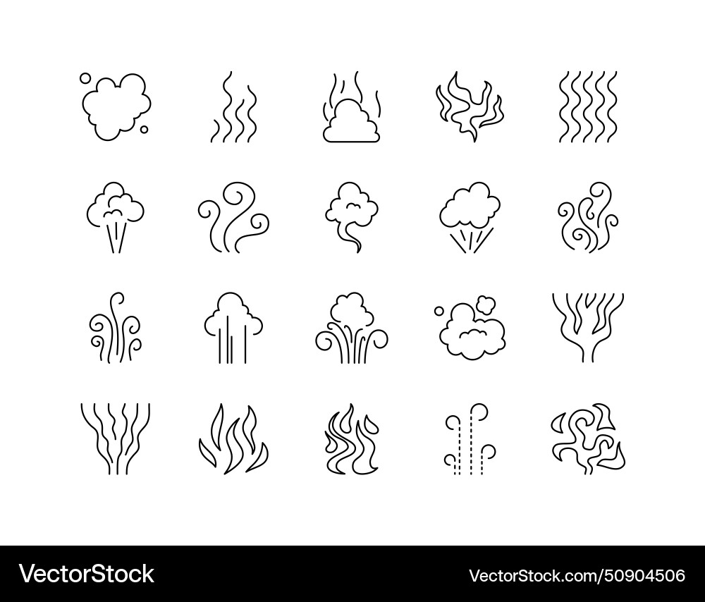 Smoke sign black thin line icon set Royalty Free Vector