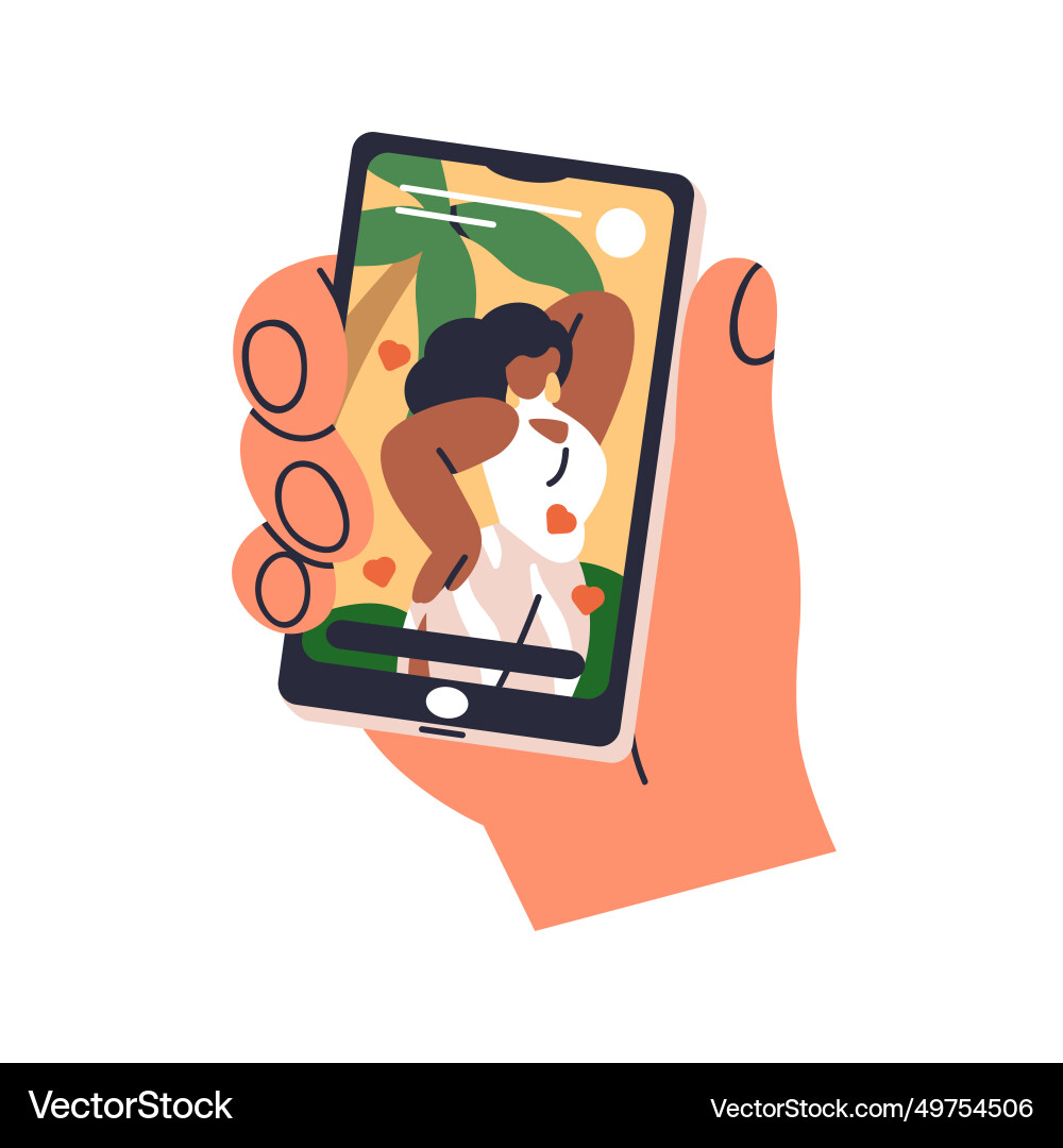 Watching social media network stories holding Vector Image