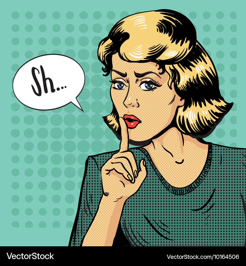 Woman show silence sign Royalty Free Vector Image