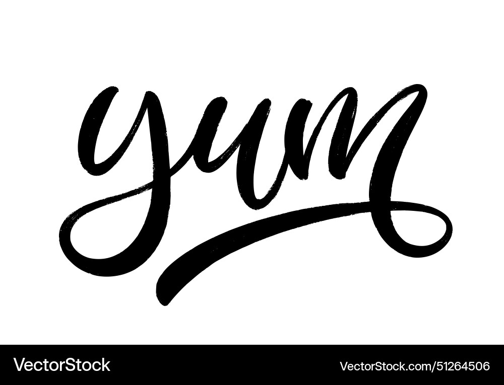 Yum - word hand lettering Royalty Free Vector Image