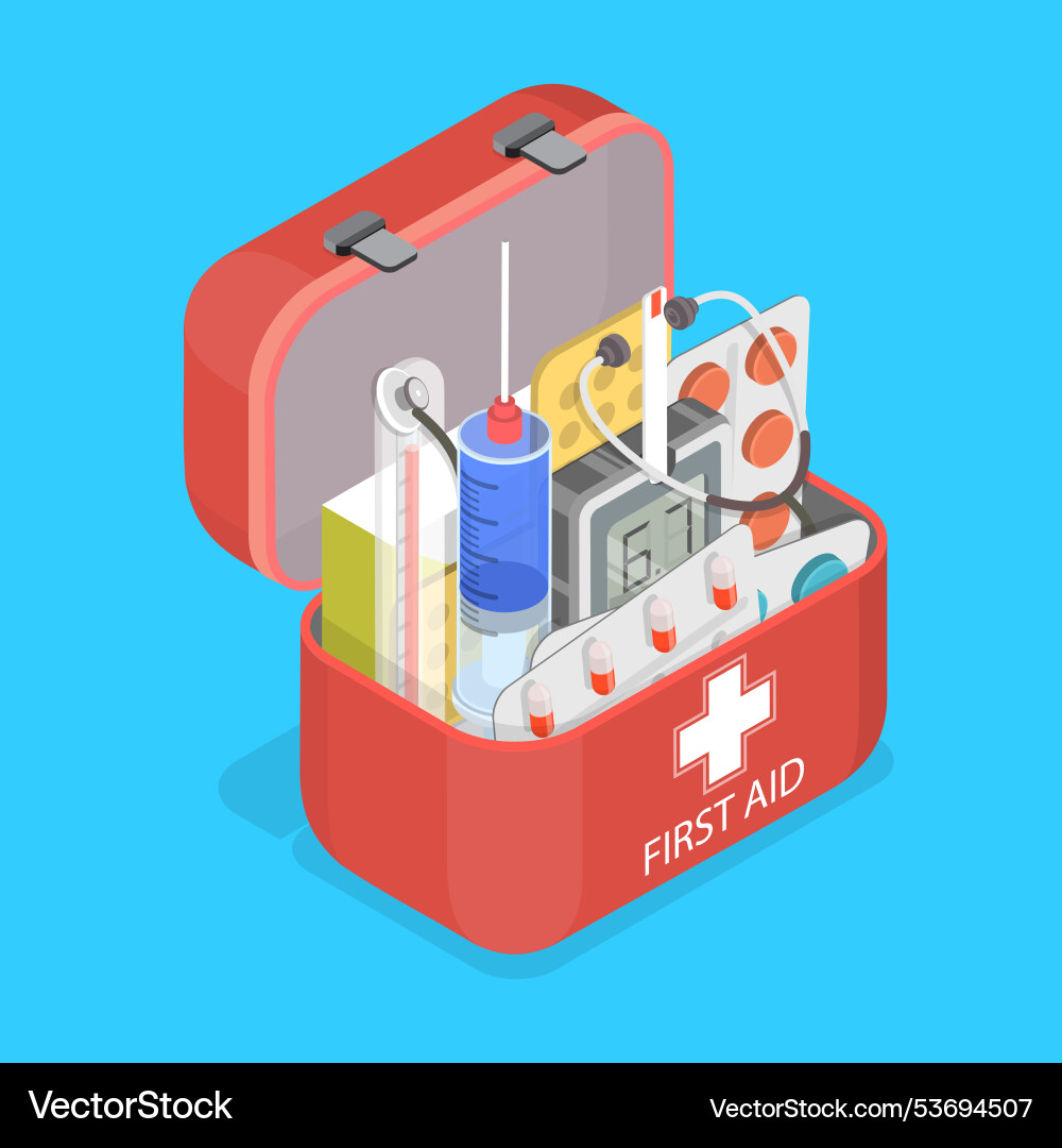 3d isometric flat of first aid Royalty Free Vector Image