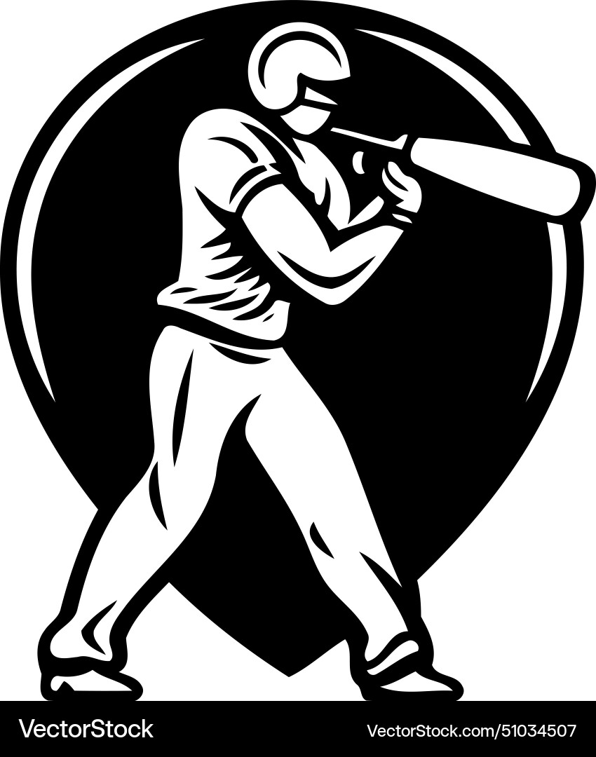 A baseball player batting with bat set inside Vector Image