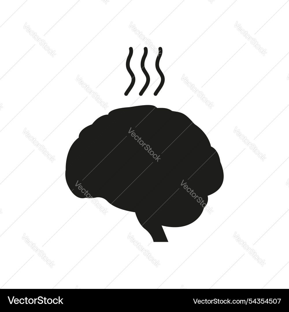 Burnout brain black silhouette icon mental Vector Image
