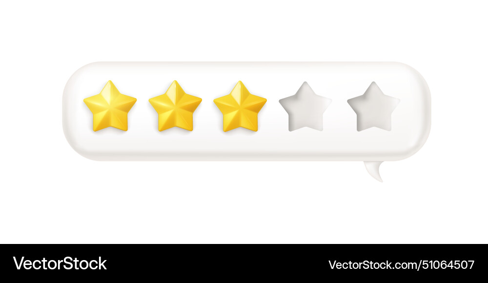 Colorful 3d bubble display a 3-star rating out Vector Image