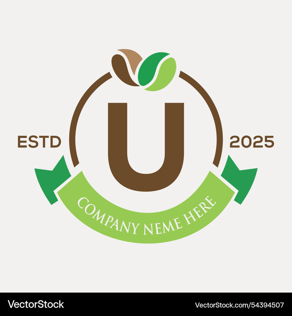 Letter u coffee logo design shop Royalty Free Vector Image