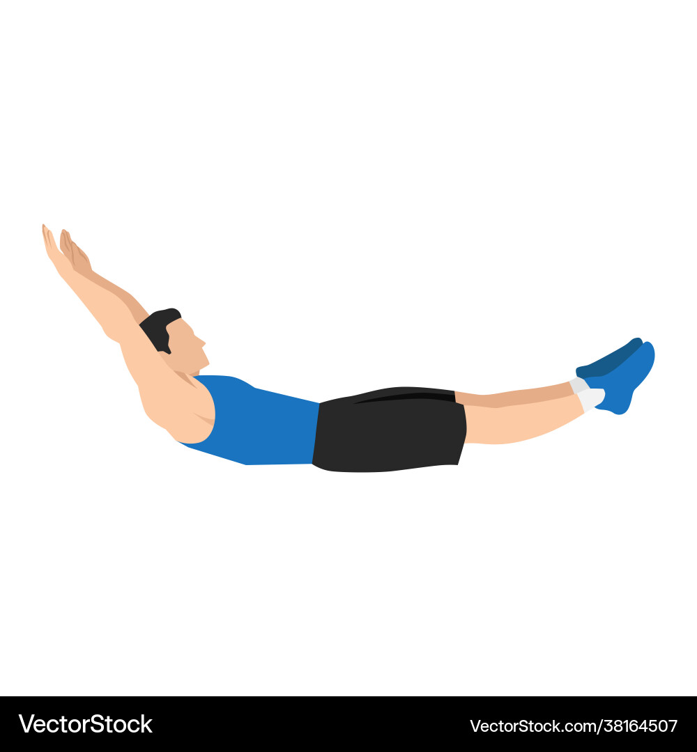 Man doing hollow body rock hold exercise Vector Image
