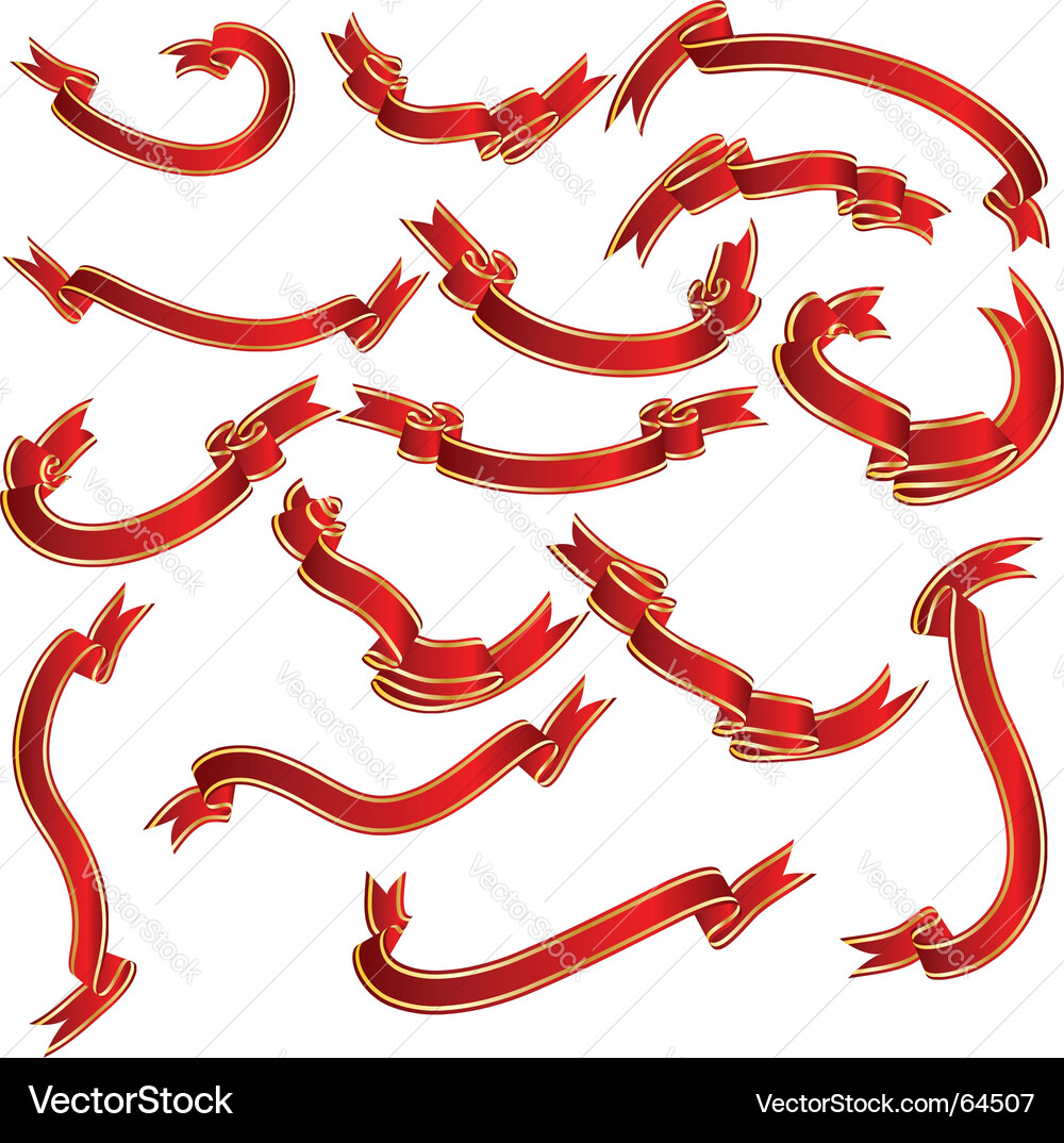 Red ribbons set Royalty Free Vector Image - VectorStock