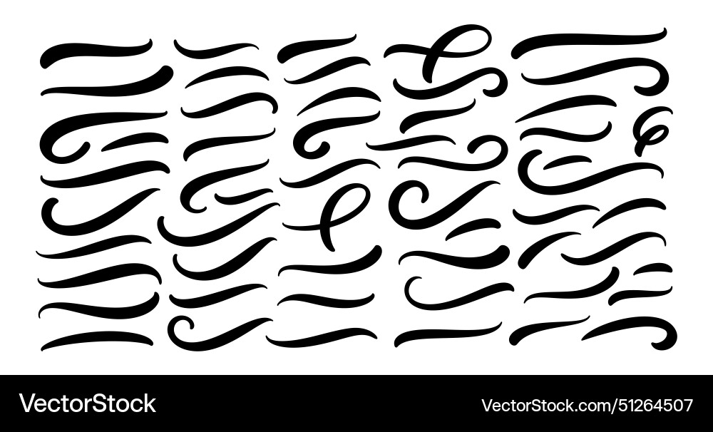 Set of hand lettering underlines lines Royalty Free Vector