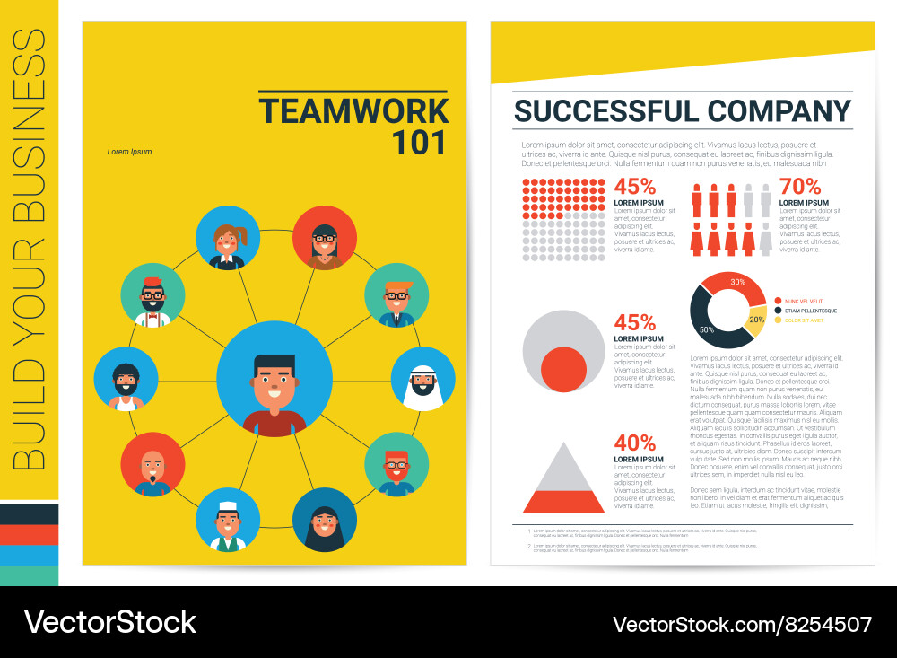 Teamwork concept book cover template Royalty Free Vector