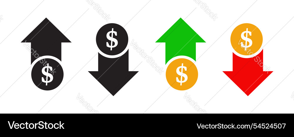 Up and down dollar arrow icon Royalty Free Vector Image