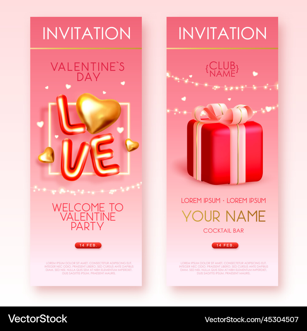 Valentines day poster with 3d chromic letters Vector Image