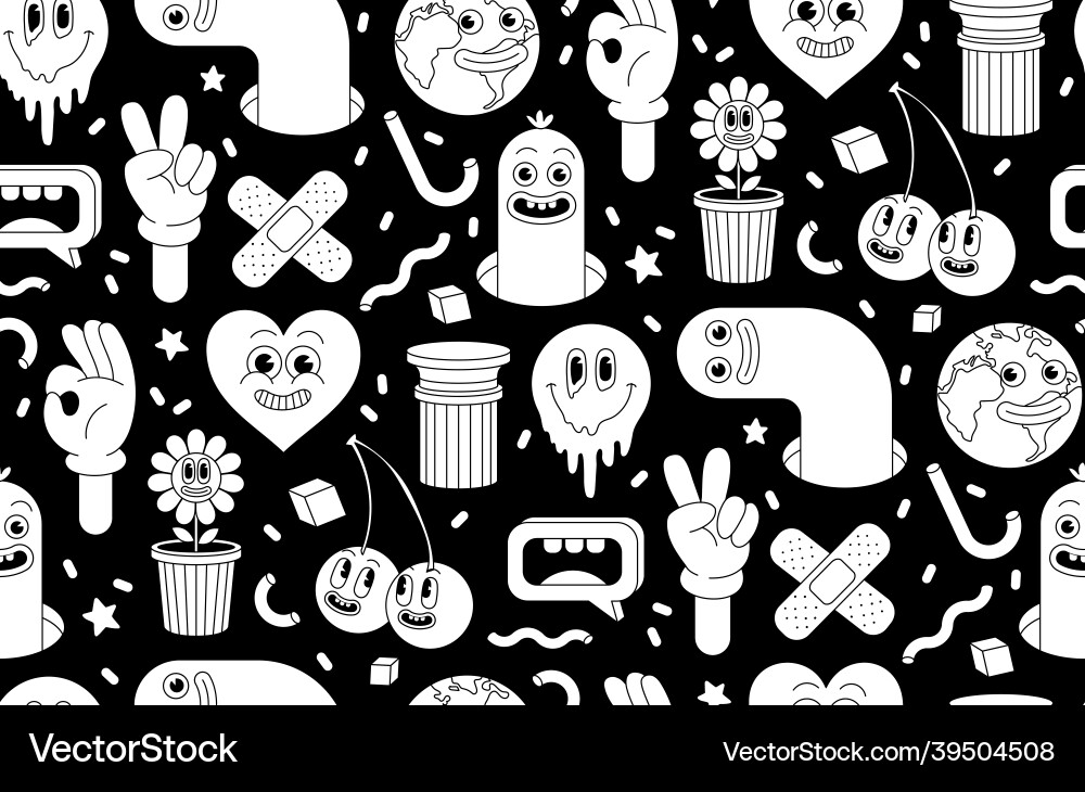 Cartoon characters background seamless pattern Vector Image