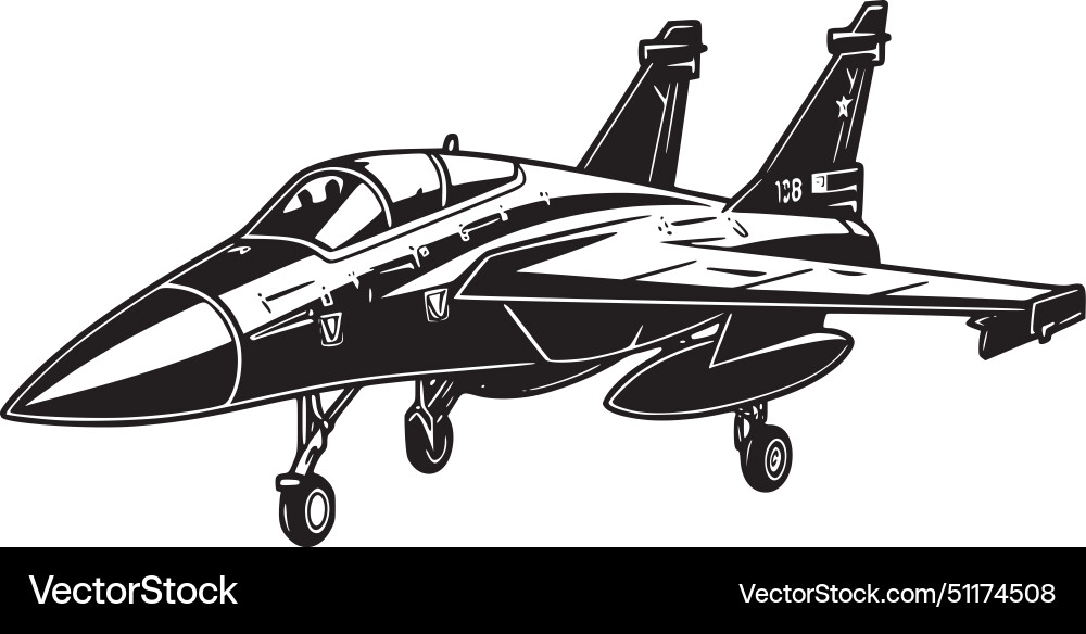 Fighter jet - minimalist and flat logo Royalty Free Vector